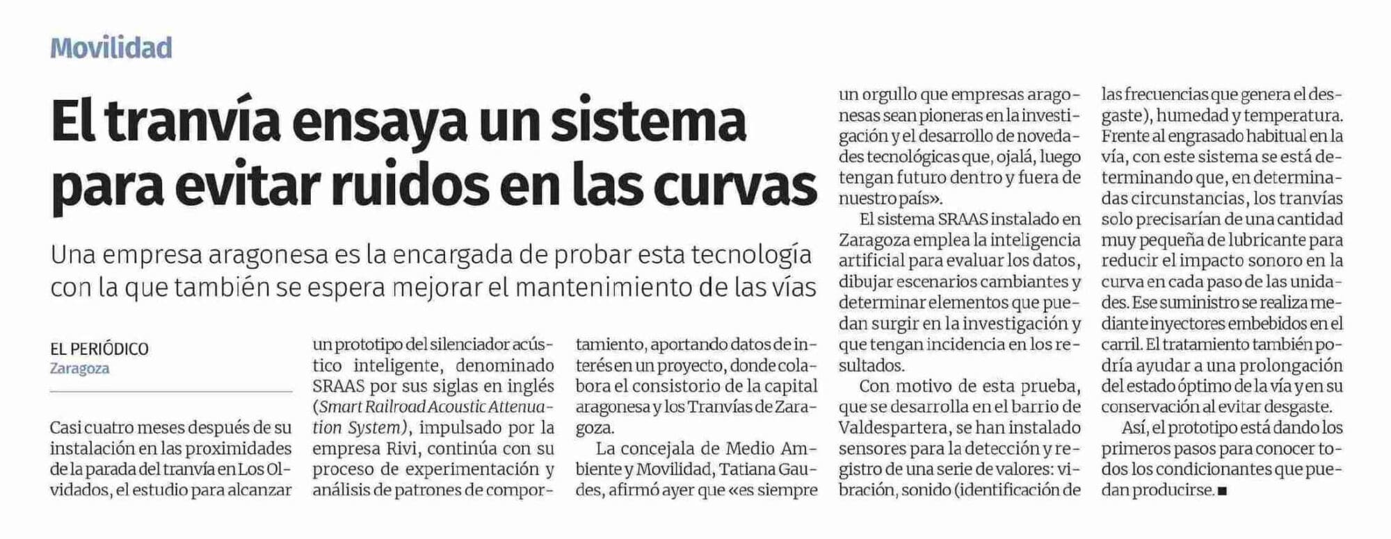 S-RAAS installation in the Zaragoza Tramway - Grupo Técnico RIVI